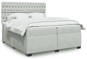 Box spring postel s matrací světle šedá 200x200 cm samet 3291008