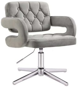 LuxuryForm DESIGN Otočná židle ADRIA VELUR na stříbrném kříži - šedá
