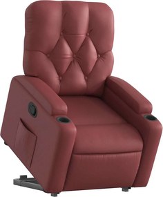 Zvedací polohovací křeslo vínové umělá kůže 3204776