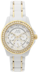Bílé dámské chronografy náramkové hodinky JVD steel W29.2 - vodotěsné 10ATM SKLAD
