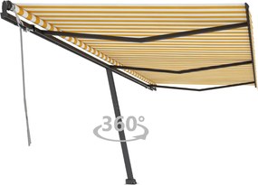 vidaXL Volně stojící ručně zatahovací markýza 600 x 350 cm [3069876] Barva: Žluto-bílá