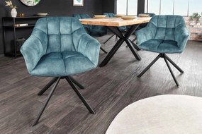 Designová otočná židle Vallerina petrolejový samet