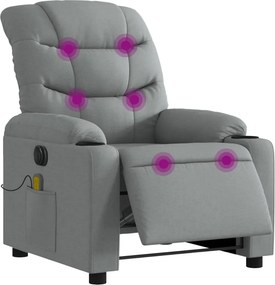 Elektrické masážní polohovací křeslo světle šedé textil 3206636