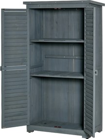 Dřevěná kůlna Outsunny 0,31 m² 87x46,5x160 cm - Dřevěný skříň pro venkovní použití s 2 dveřmi a 2 vnitřními policemi na terasu