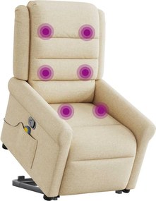Zvedací masážní polohovací křeslo krémové textil 3303332