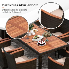 Costway 9 TLG. Ratanový set zahradního nábytku venkovní sedací sestava 8 židle