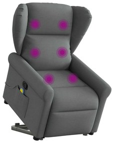 Zvedací masážní polohovací křeslo tmavě šedé textil 3303385