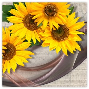 Obraz - Zářící květy slunečnic (30x30 cm)