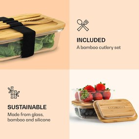 Gramercy Sada dóz na čerstvé potraviny, 4 kusy, borosilikátové sklo, bambusová víka, stohovatelné, 4 velikosti