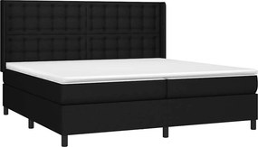 Box spring postel s matrací a LED černá 200x200 cm textil 3138663