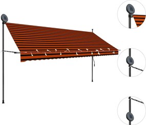 Ručně zatahovací markýza s LED světlem 350 cm oranžovo-hnědá 145881
