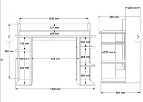 Psací stůl Houseland Brody dub Castello/bílý