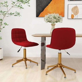 vidaXL Otočné jídelní židle 2 ks samet [334164] Barva: vínová červená