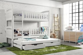 Patrová postel s přistýlkou a úložným prostorem Blanka 90x200 cm - bílá