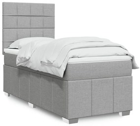 Box spring postel s matrací světle šedá 90x200 cm textil 3291551