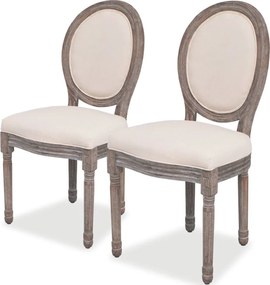 vidaXL Jídelní židle 2 ks krémové textil [244087]