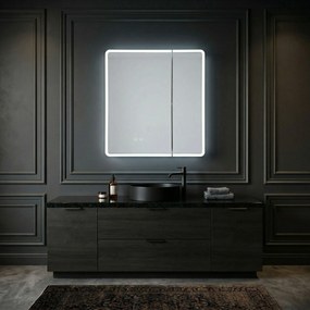 Rea Rea, LED zrcadlová skříňka s osvětlením 60x70 cm, plast, M1011-60, bílá-šedá, REA-M0100