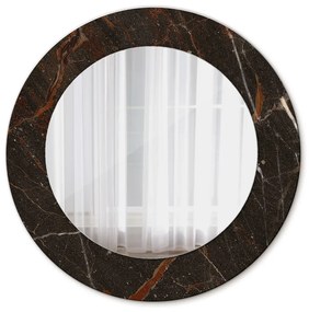 Kulaté zrcadlo tištěný rám Hnědý mramor fi 50 cm