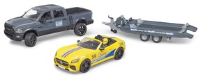 Bruder Terénní auto RAM se sportovním vozem a figurkou