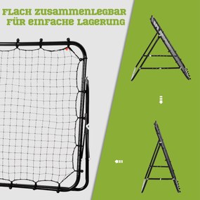 HOMCOM fotbalový odrazový míč odrazová stěna 96x80x96 cm z kovové trubky a PE v černé barvě pro trénink a hru | Aosom.de