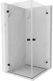 Mexen Lunar-B Duo výklopný sprchový kout 100 x 100 cm, čiré sklo, černá matná, 832-100L-100P-70-00