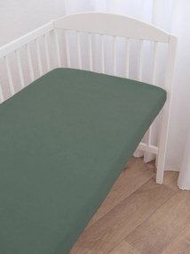 MK Lůžkoviny Jersey prostěradlo do postýlky Classic 70 × 140 cm - olivová