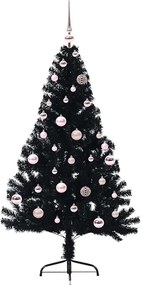 Umělý osvětlený vánoční stromeček Černá 150 cm PVC 3397130