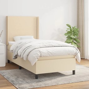 vidaXL Box spring postel s matrací 90x190 cm textil [3131238] Barva: krémová