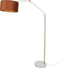Stojací lampa zlatá nastavitelná s oranžovým stínidlem a zlatým vnitřkem 50 cm - Editor