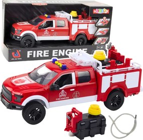 LEAN Toys Hasičské auto s vodou, světly a zvuky, bílo-červené, v měřítku 1:12