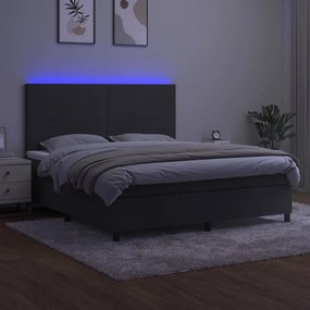 Box spring postel s matrací a LED tmavě šedá 160x200 cm samet 3136012