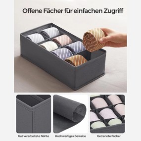 Organizéry do zásuvek, skládací textilní úložné boxy 8 ks, šedé