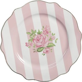 Bílo-růžový dezertní talíř s růžičkami Sweet Roses II - Ø 20*2 cm