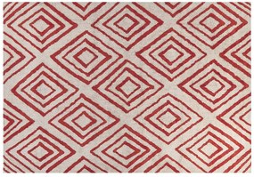 Bavlněný shaggy koberec 160 x 230 cm krémový/ červený HASKOY Beliani