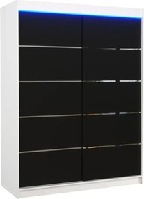 Posuvná skříň s LED osvětlením LUFT 150 bílá – černá