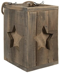 Dřevěná retro lucerna s hvězdou Star – 19x19x28 cm