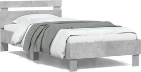 vidaXL Rám postele s čelem a LED osvětlením 100 x 200 cm [838712] Barva: Betonová šedá