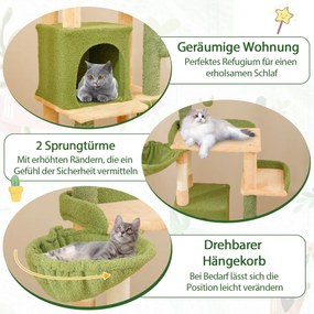 Costway Cat tree kaktus 160 cm kočičí strom s kočkou jeskynní kočičí škrabadlo