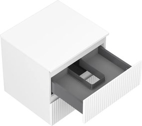 Mexen Rivel, koupelnová skříňka 50 cm s pracovní deskou, 2 zásuvky, drážkovaná, bílá matná, 91A20-05047-2-BFFC01
