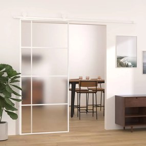 Posuvné dveře mléčné ESG sklo a hliník 90 x 205 cm bílé 151685