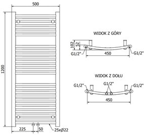 Mexen Ares koupelnový radiátor 1200 x 500 mm, 531 W, Bílá - W102-1200-500-00-20