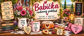 Hrnek pro babičku Babička – rodinný poklad | Dárek od vnoučat 300 ml
