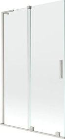Mexen Velar L, 2-křídlová posuvná vanová zástěna 110 x 150 cm, 8mm čiré sklo, broušená ocel, 896-110-003-01-97