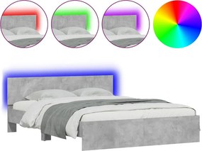 Rám postele s čelem a LED osvětlením betonově šedý 150 x 200 cm 3207605