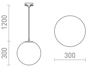 Rendl R13969 závěsné svítidlo LUNA 30 pro tříokruhovou lištu, opálové sklo, chrom, 230V, E27, ø30cm