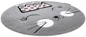 Dywany Łuszczów Dětský kusový koberec Petit Cat crown grey kruh ROZMĚR: 160x160 (průměr) kruh