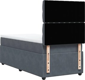 Box spring postel s matrací tmavě šedá 90x200 cm samet 3292245