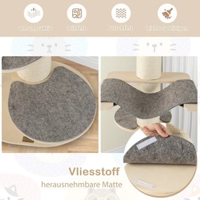 Costway 120 cm škrabadlo dřevěný kočičí strom s houpací sítí a platformami 3