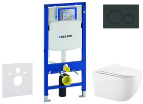 Geberit Duofix - Set předstěnové instalace, klozetu Gaia a sedátka softclose, tlačítko Sigma20, černá lesk/černá mat SANI11CA5137
