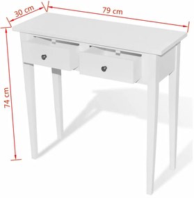 Toaletní konzolový stolek se dvěma zásuvkami | bílý